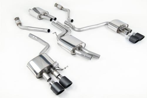 Cat-Back Exhaust System with Quad Carbon JET-100 Trims | SSXAU671
