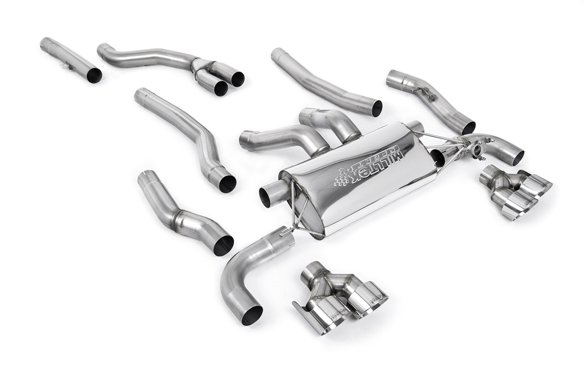 Cat Back Exhaust System with Quad GT-100 Polished Trims | SSXBM1253